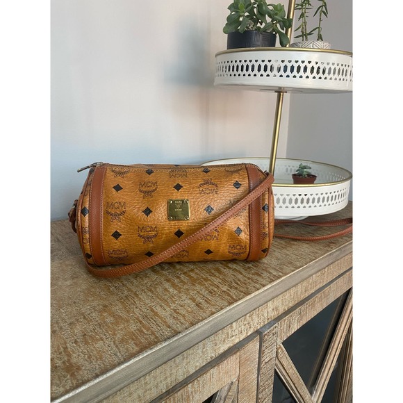 MCM | Bags | Mcm Vintage Visetos Barrel Crossbody Bag | Poshmark